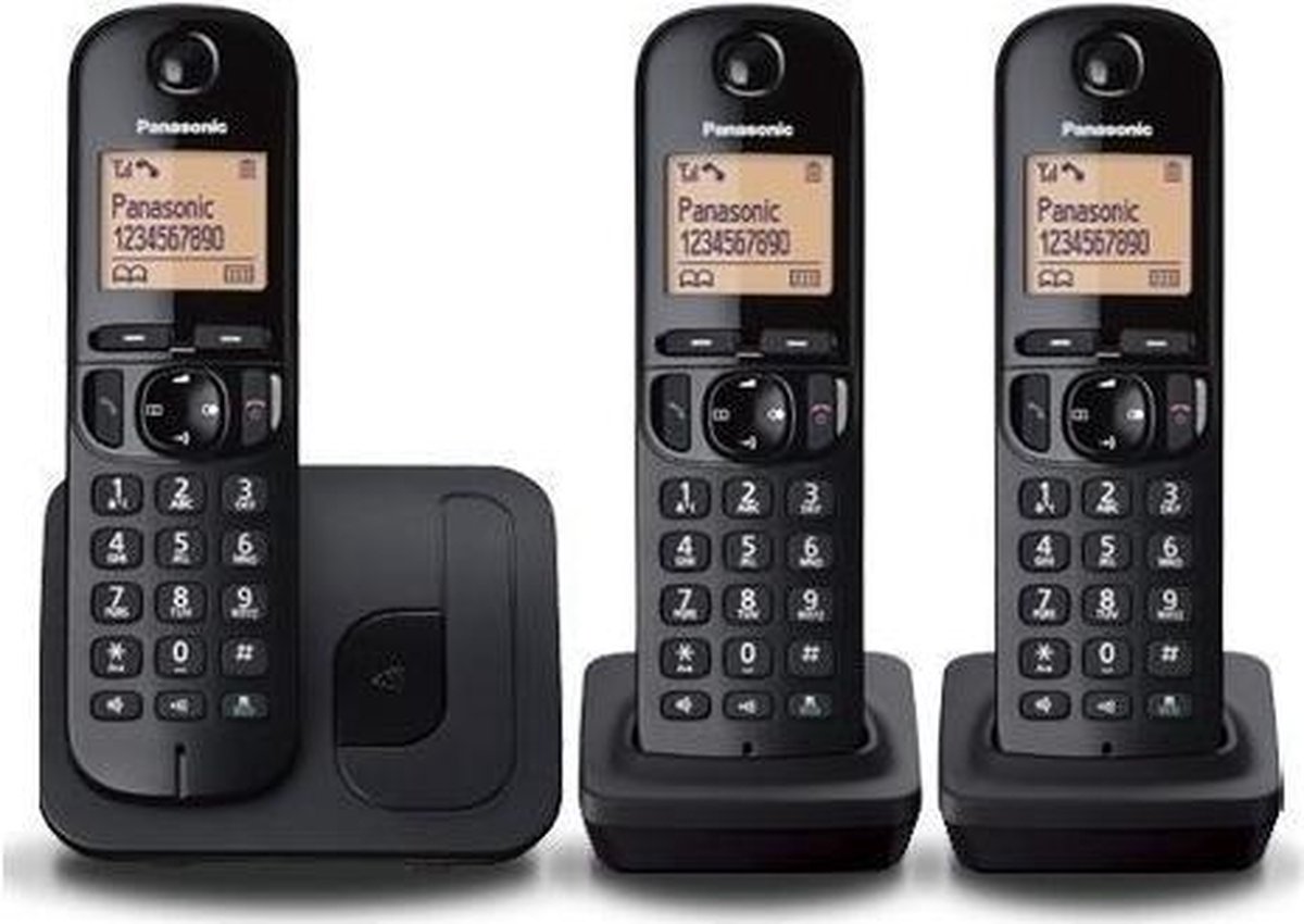 Panasonic KX-TGC213 - Trio DECT telefoon - Zwart | bol.com