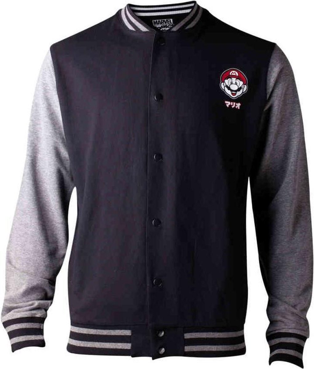 Nintendo - Super Mario heren varsity jacket zwart/grijs - M | bol.com