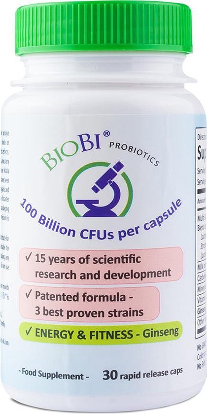 BioBi Probiotica Energy & Fitness - 100 Miljard CFUs - 30 vegicaps | bol