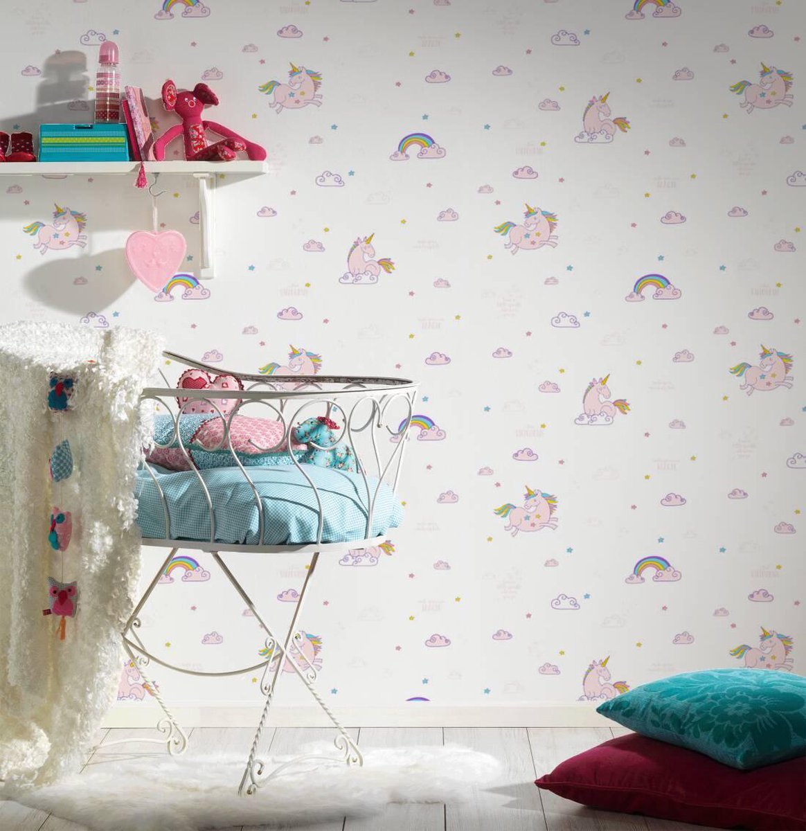A.S. Création behangpapier unicorns wit, roze en blauw - AS-361581 - 53 ...