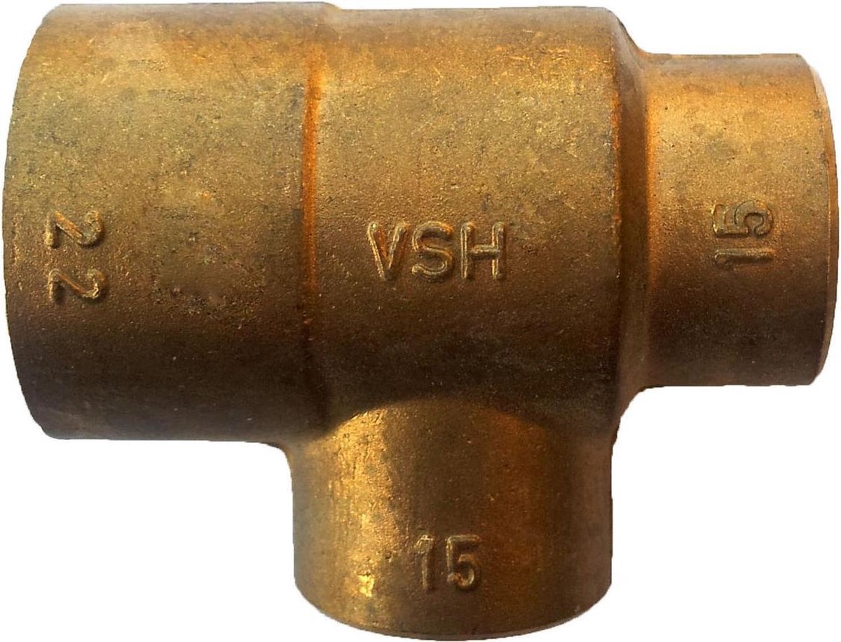 VSH soldeer messing - T-stuk - 22 x 22 x 15 mm | bol