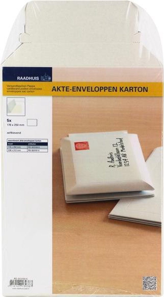 Raadhuis akte envelop karton - 176x250mm - wit - 450 gram - 5 stuks ...