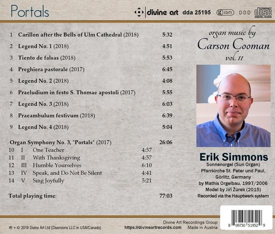 Erik Simmons - Portals - Organ Music By Carson Cooman, Vol. 11 (CD ...