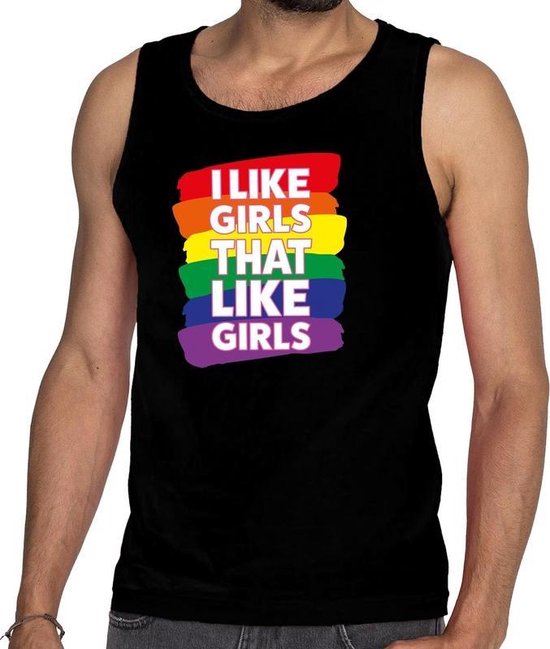 Gay pride i like girls that like girls tanktop/mouwloos shirt - zwart ...