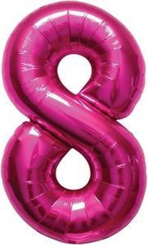 Folieballon Cijfer 8 Magenta - 86 cm | bol