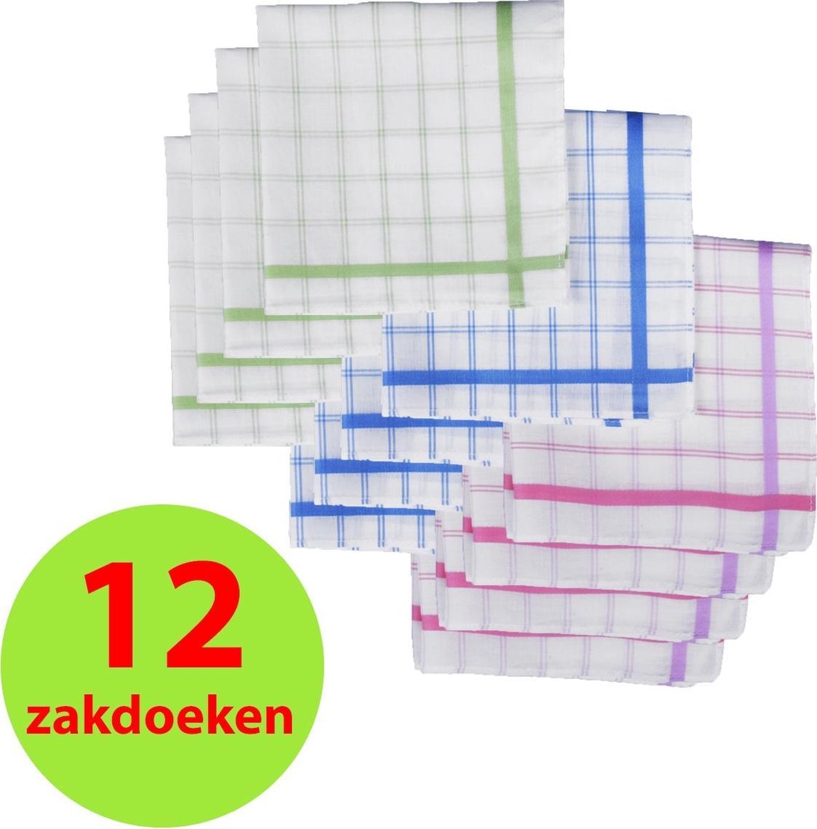 Zakdoeken Dames 12 Stuks 28x28cm 100% katoen | bol