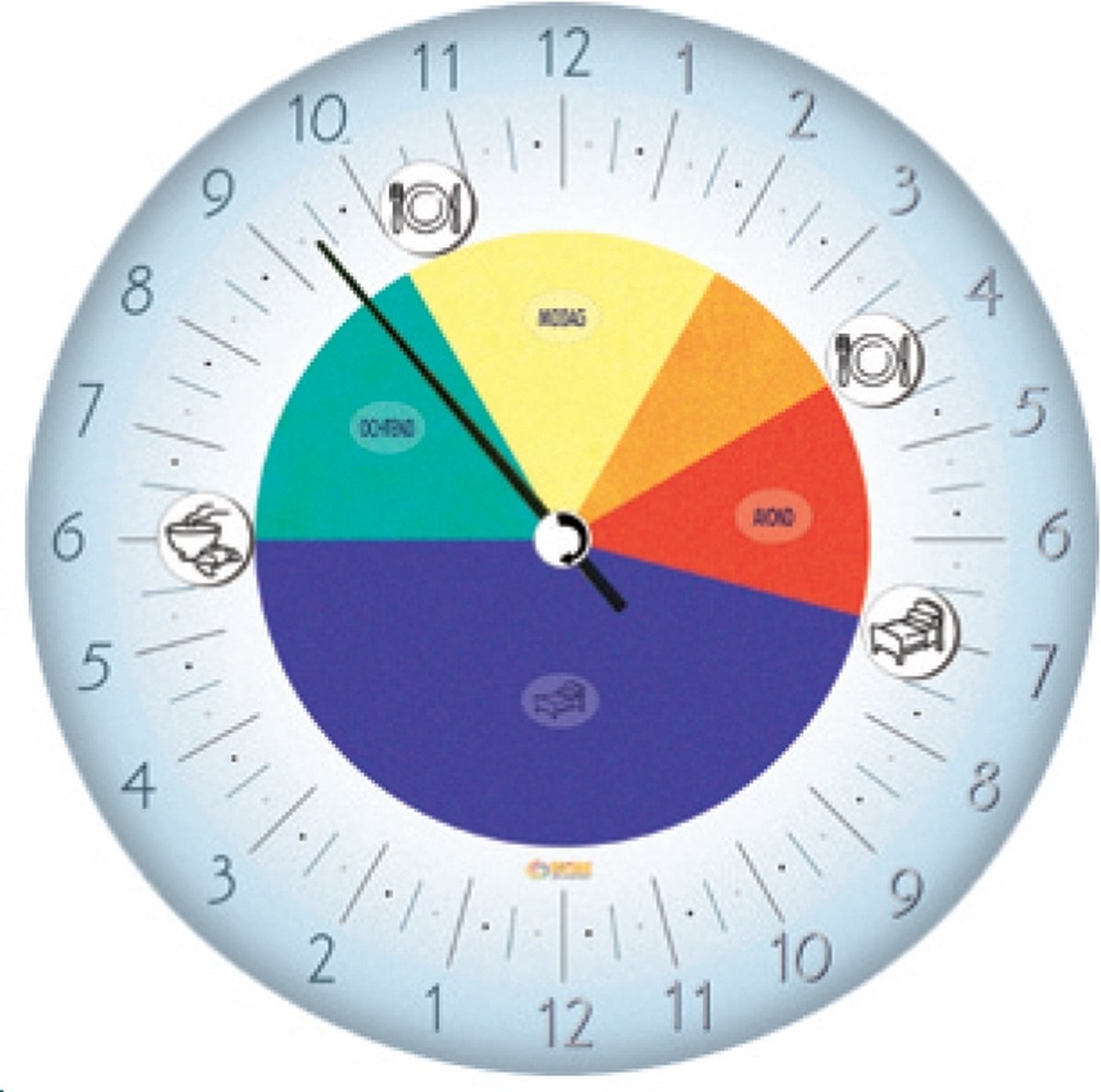 Horloge 24 heures avec modèle rond à format jour variable. 2 x 12 ...