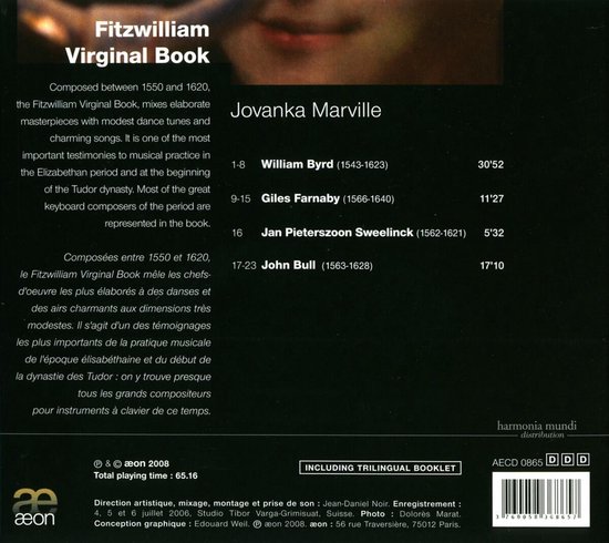 Fitzwilliam Virginal Book, Jovanka Marville | CD (album) | Muziek | bol.com