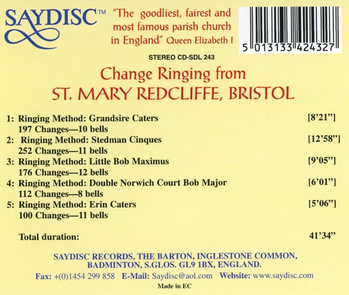 St Mary Redcliffe's Bells - Change Ringing From St Mary Redclif (CD ...