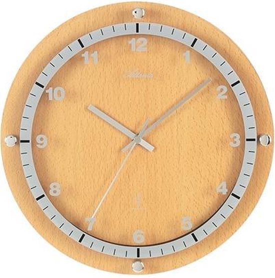Wandklok met massief houten rand modern design | bol
