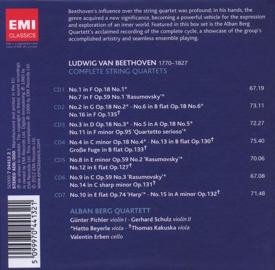 Alban Berg Quartett - Beethoven: Complete String Qua, Alban Berg Quartett | CD (album)... | bol