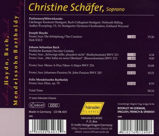 Christine Schaefer - Soprano (CD), Johann Sebastian Bach | Muziek | bol