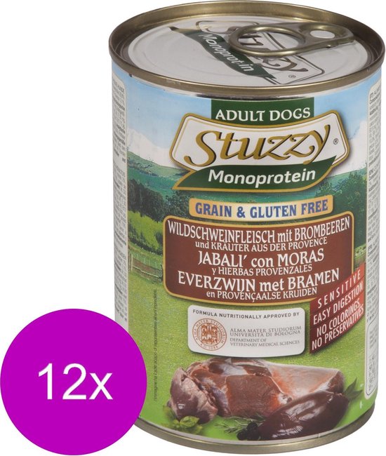 Stuzzy Blik Dog Monoprotein Adult - Everzwijn - Hondenvoer - 12 x 400 g | bol