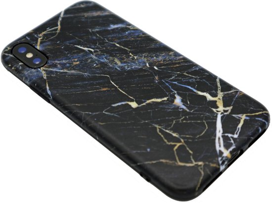 Luxe Marmer Case Voor Apple Iphone X Iphone Xs Hoesje Zwart Goud