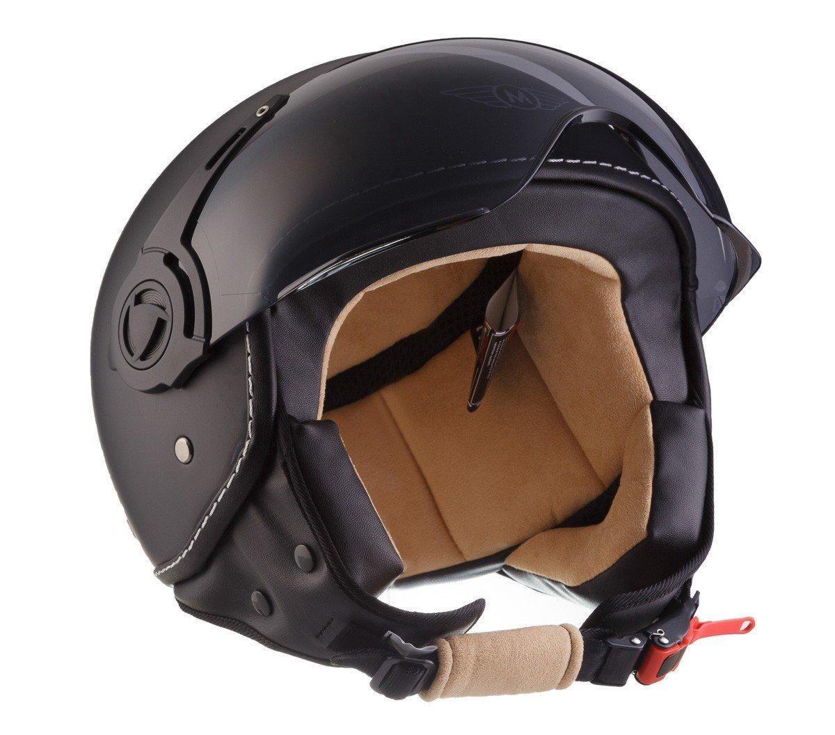 MOTO • MATT BLACK • M • Helm Motorhelm Retro Vespa Scooterhelm Jethelm ...