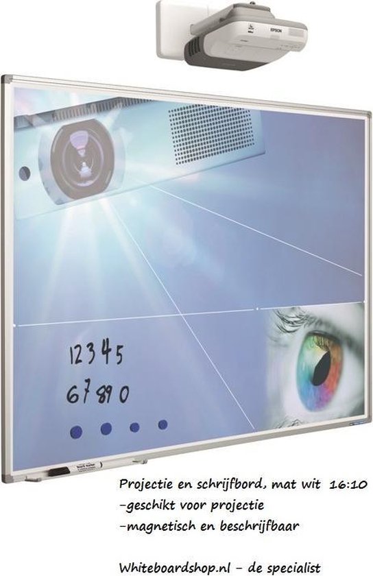 Tableau de projection et d'écriture blanc mat 150 x 240 cm (16:10 ...