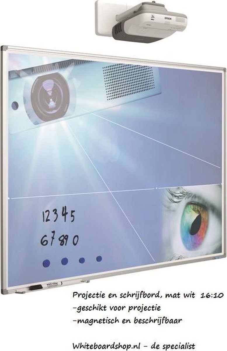 Tableau de projection et d'écriture blanc mat 150 x 240 cm (16:10 ...