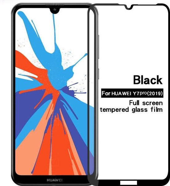Full-Cover Screen Protector - Tempered Glass - Huawei Y7 (2019) - Zwart ...