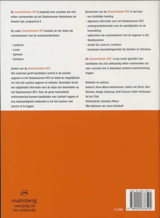 Examentrainer nt2 lezen leerlingenboek | 9789020878592 | Boeken | bol