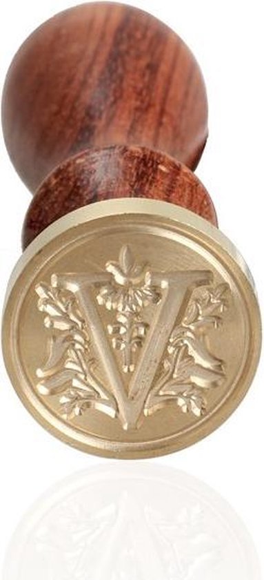 Houten Stempel met Letter V | Wax Seal | Stempelen | bol