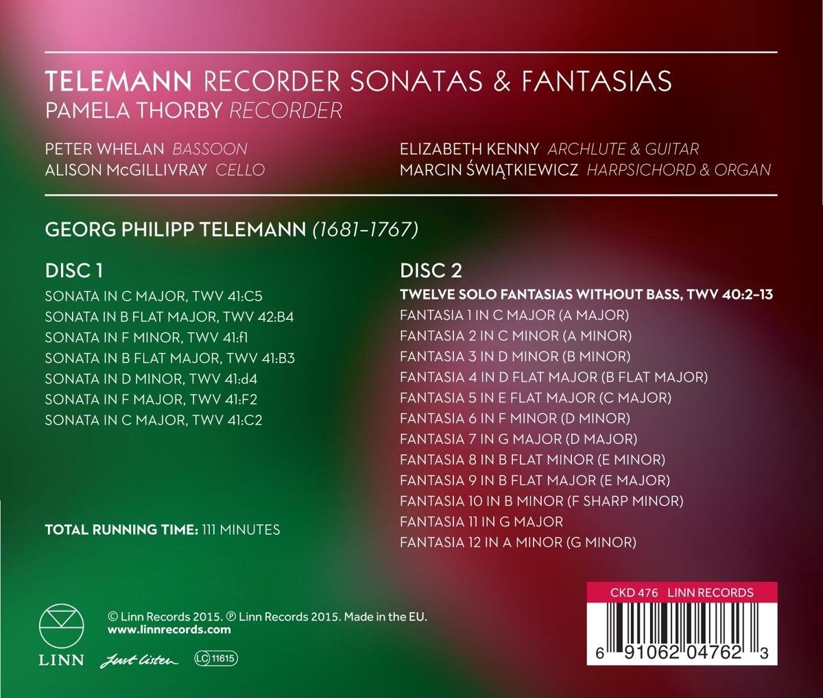 Telemann: Recorder Sonatas And Fantasias, Pamela Thorby | CD (album ...