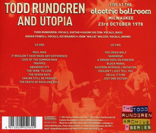 Live at the Electric Ballroom, Todd Rundgren & Utopia | Muziek | bol.com
