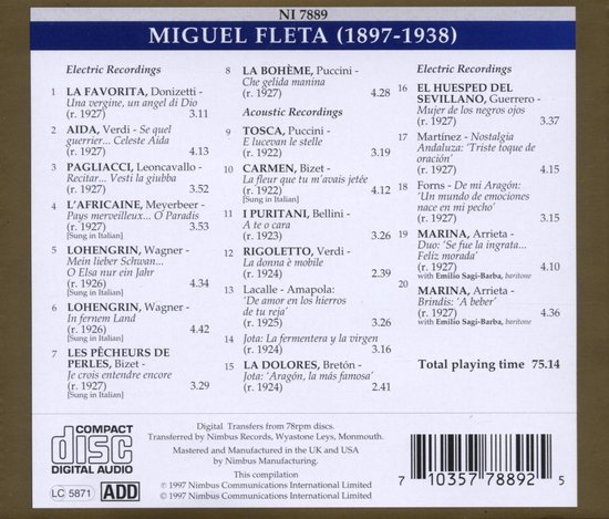 Fleta - Miguel Fleta (CD), Fleta | Muziek | bol