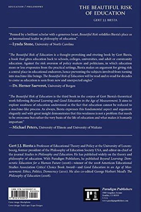 Beautiful Risk Of Education, Professor Gert Biesta | 9781612050270 ...