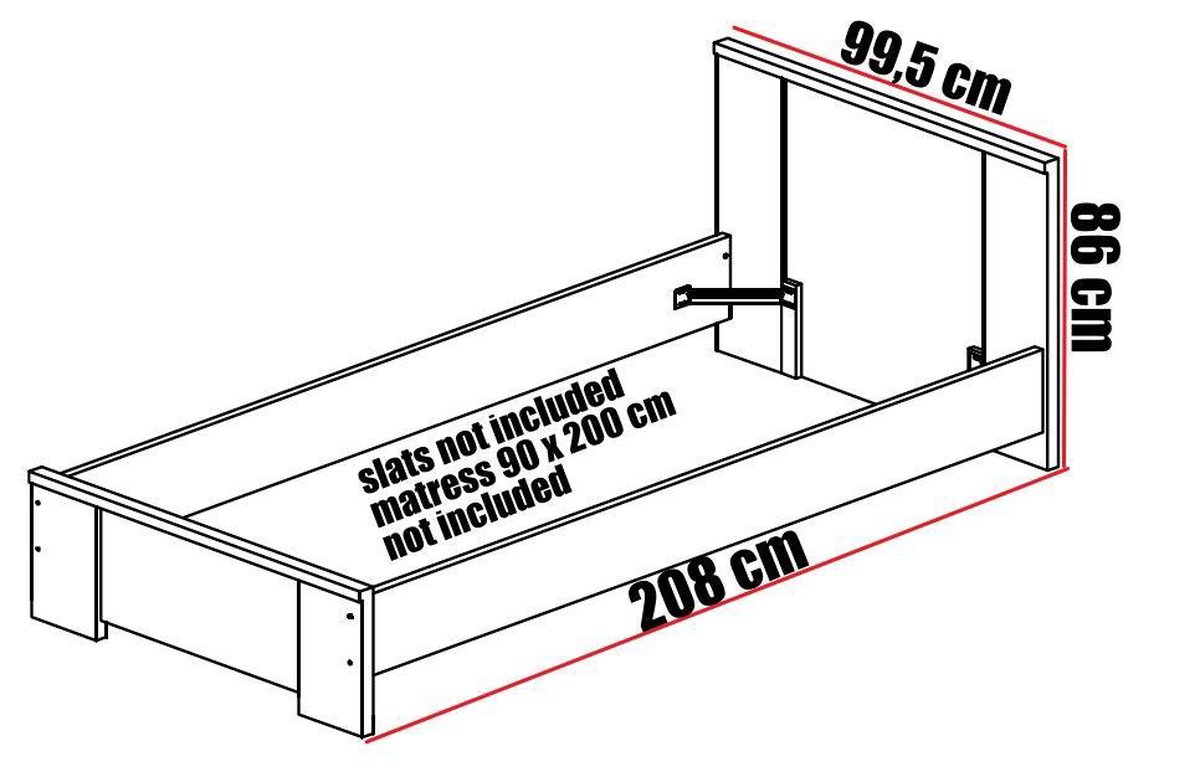 Bol 1 Persoonsbed 90 X 200 Cm Emotion Grijze Eik