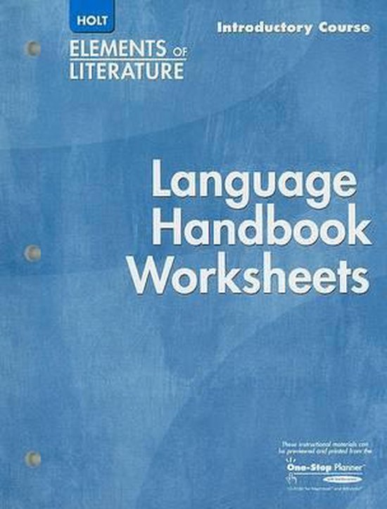 Elements of Literature: Language Handbook Worksheets Grade 6 ...