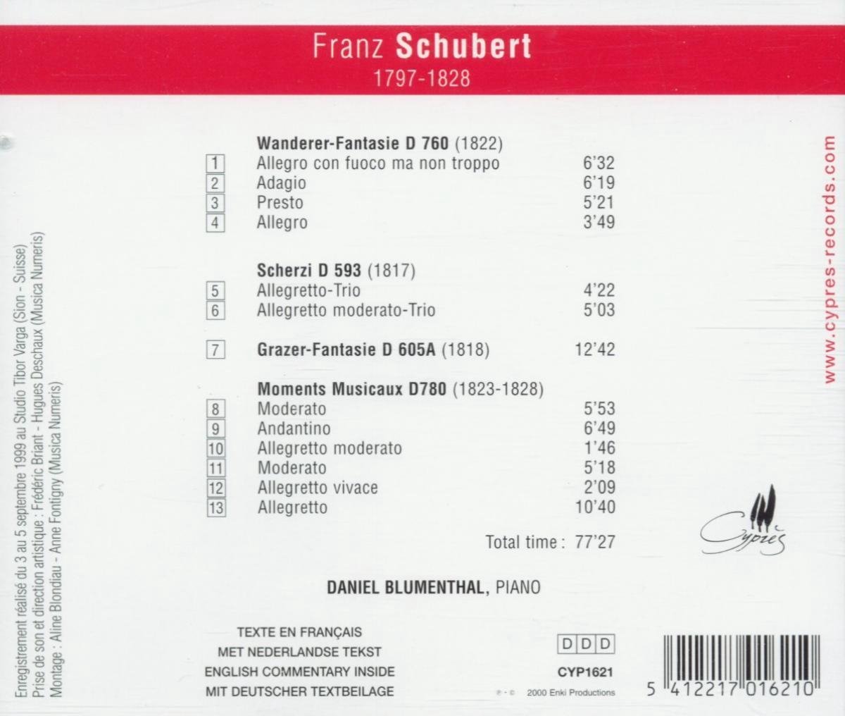 Daniel Blumenthal - Wanderer-Fantasie * Scherzi (CD), Daniel Blumenthal | Muziek | bol.com