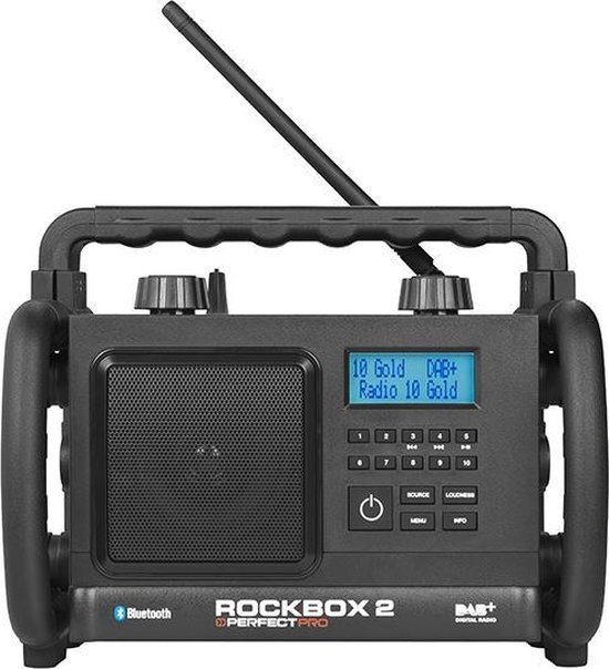 PerfectPro Rockbox 2 Bouwplaats Radio - Bluetooth - AUX - Zwart - RB2BT ...