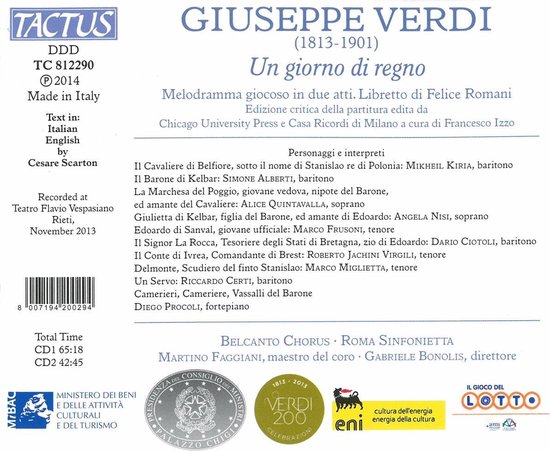 Belcanto Chorus & Roma Sinfonietta, Gabriele Bonolis - Un Giorno Di ...