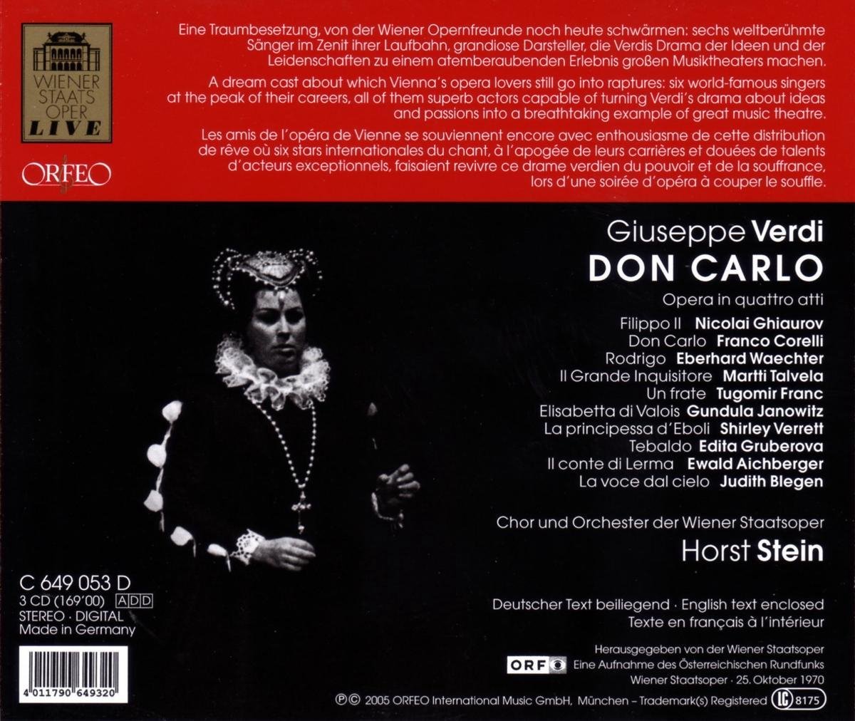 Don Carlo, Chor Und Orchester Der Wiener Staatsoper | CD (album ...