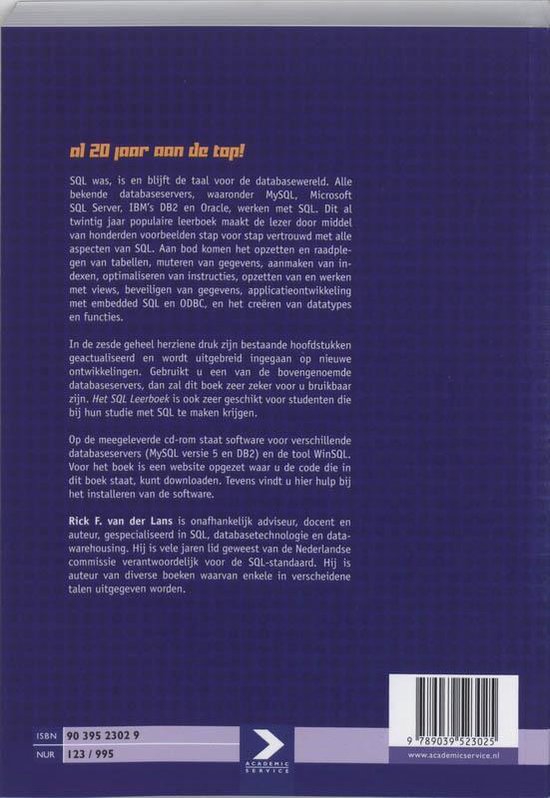Het SQL leerboek | 9789039523025 | R.F. Van Der Lans | Boeken | bol