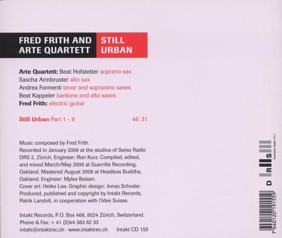 Fred Frith And Arte Quartett - Still Urban (CD), Arte Quartet | Muziek ...
