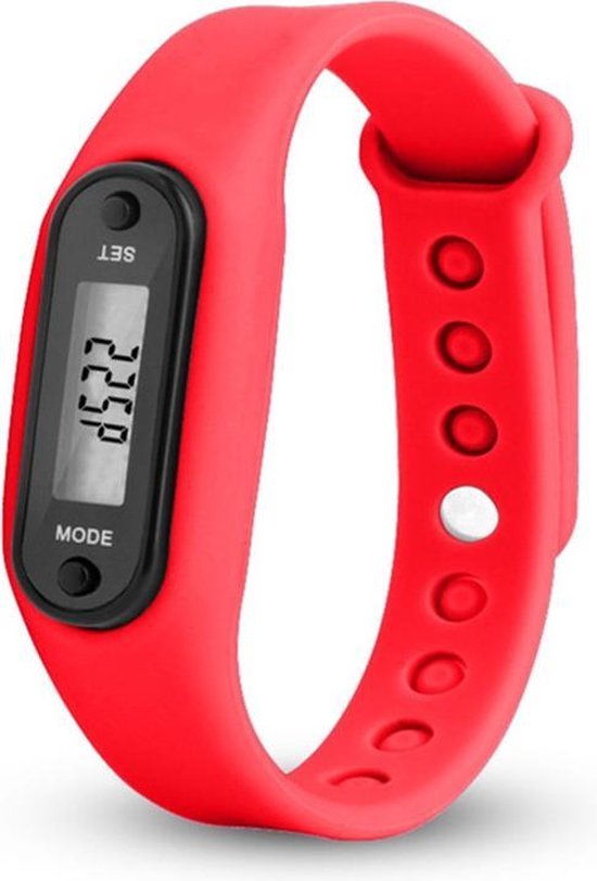 Digitale stappenteller | calorieteller | smal | rood | bol