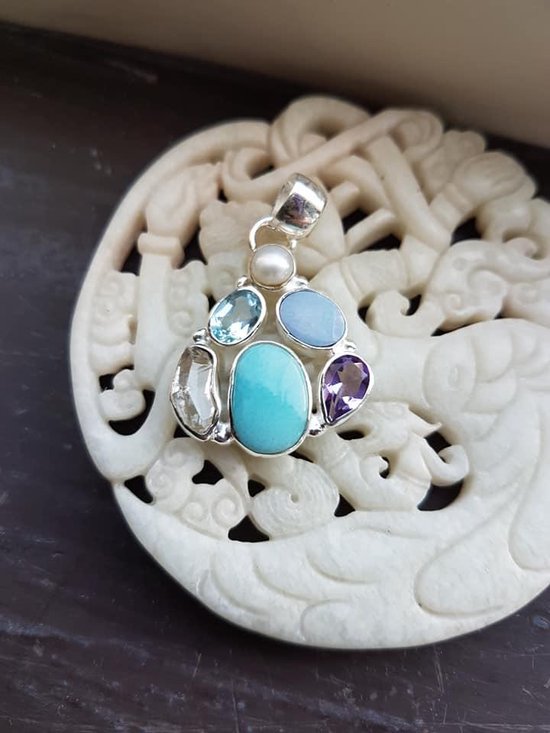 Larimar met herkimer diamant hanger | bol.com