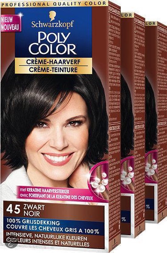 Poly Color Creme Haarverf 45 - Zwart - 3 st - voordeelverpakking | bol.com
