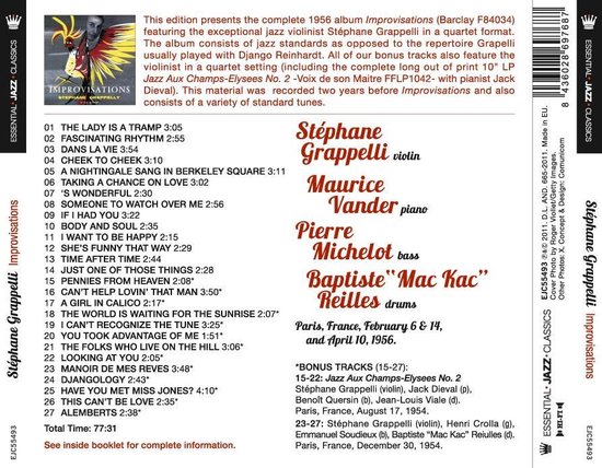 Improvisations, Grappelli, Stephane | CD (album) | Muziek | bol.com