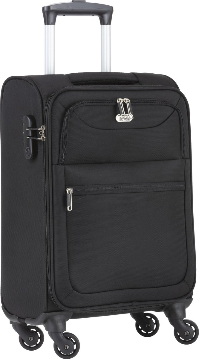 TravelZ Handbagagekoffer Soft - 55cm nylon handbagage trolley - Zwart ...