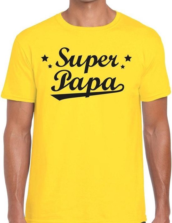 Super papa t-shirt geel voor heren - geel super papa cadeaushirt ...