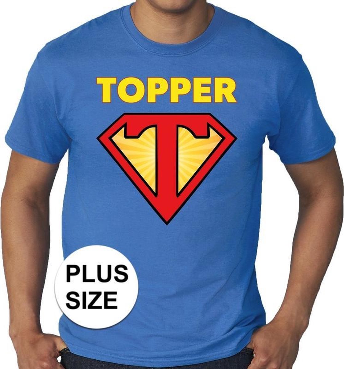 Toppers Grote maten Super Topper t-shirt heren blauw / Super Topper ...