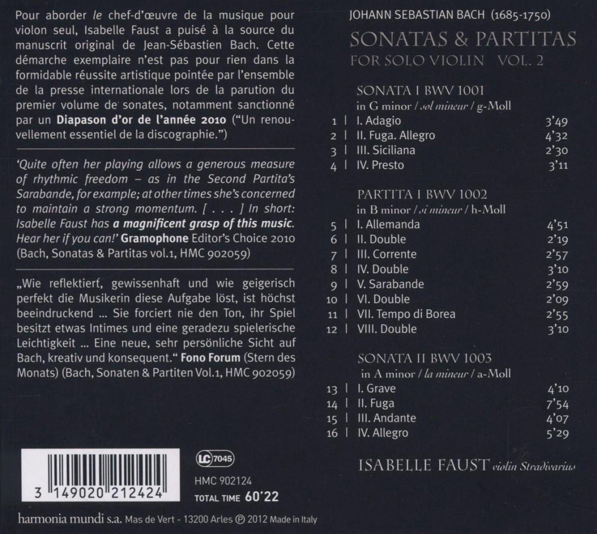Bach: Sonatas; Partitas, Isabelle Faust | CD (album) | Muziek | bol.com