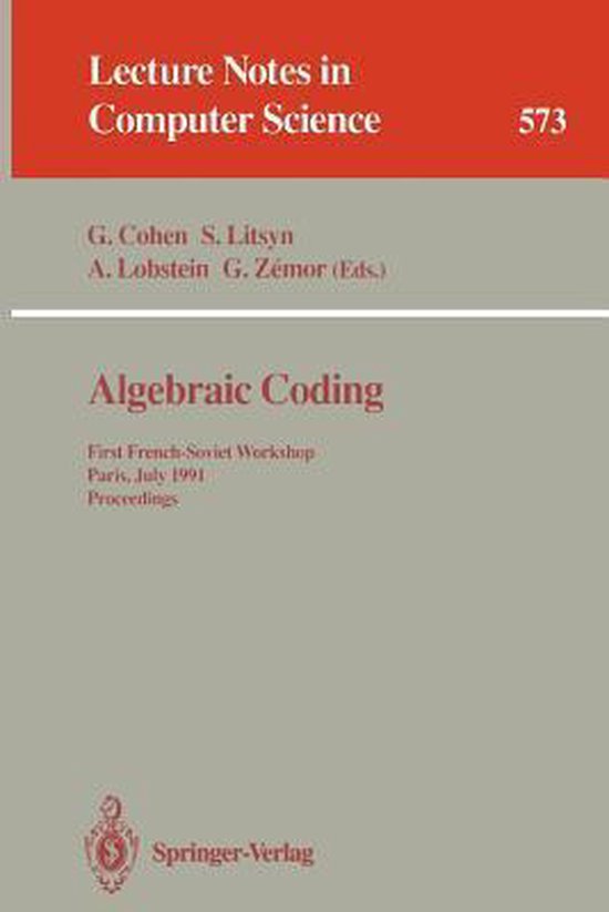 Algebraic Coding | 9783540551300 | Gerard Cohen | Boeken | bol