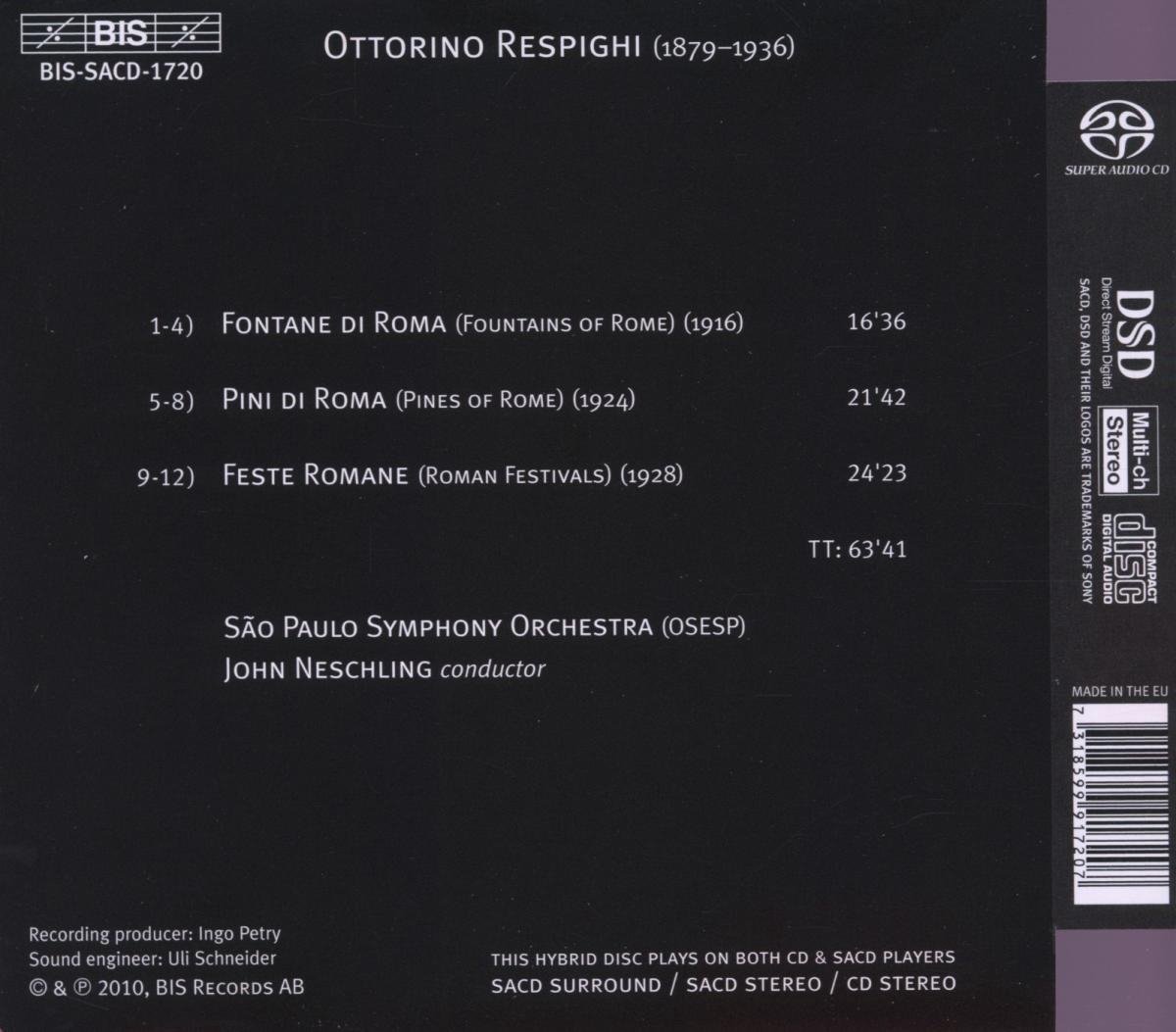 São Paulo Symphony Orchestra - Respighi: Roman Trilogy (CD), John ...
