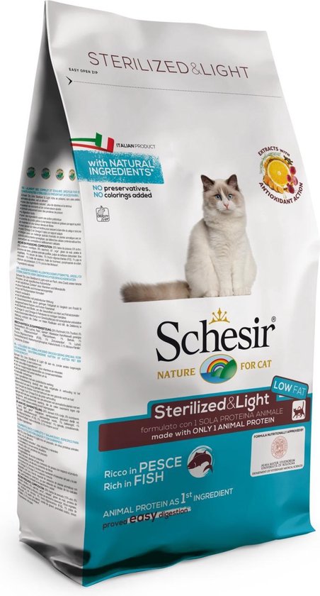Schesir Sterilized & light adult vis - Kattenvoer - 1.5 kg | bol