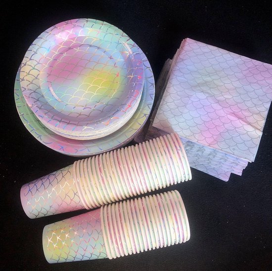 Visschaal patroon bord / feest papieren handdoek / zeemeermin feest ...