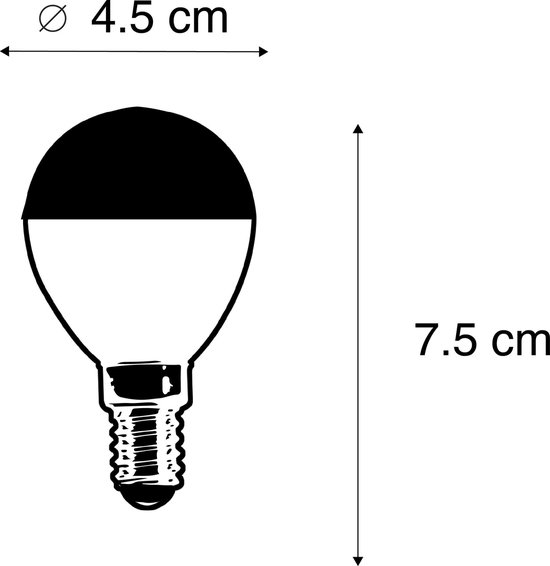 LUEDD E14 dimbare LED filamentlamp kopspiegel P45 zwart 30 0lm 2700K ...