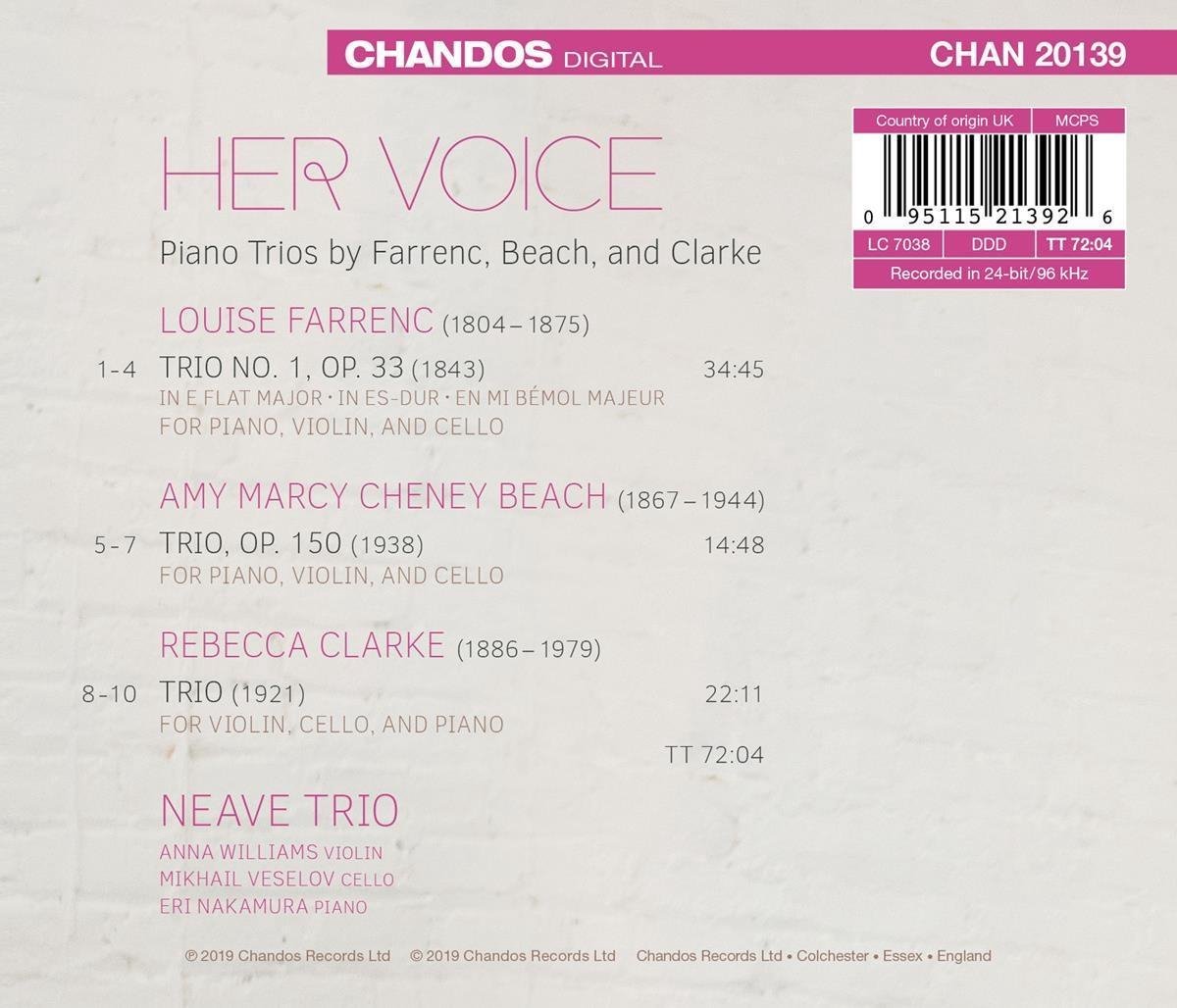 Neave Trio - Piano Trios By Amy Beach Rebecca Cl (CD), Neave Trio | CD ...